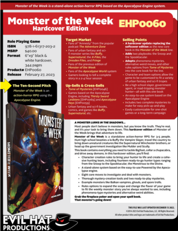 Monster of the Week - Dark Monster Hunter TTRPG - Evil Hat